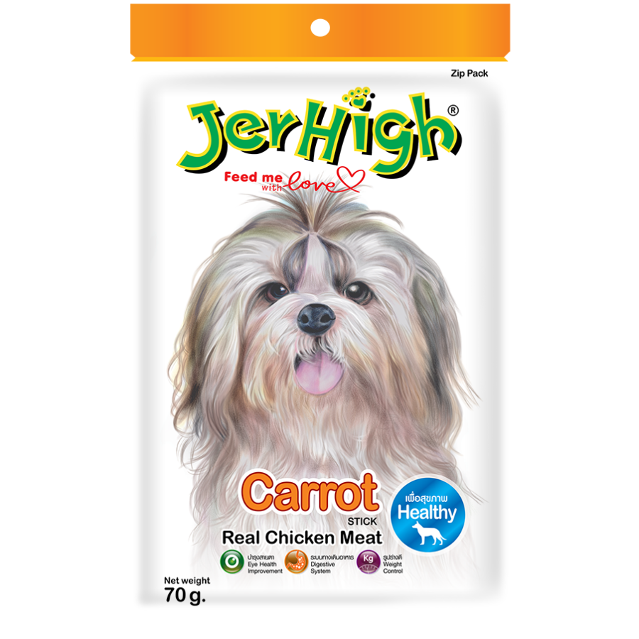 JerHigh High Protein Chicken- Carrot Flavour 70 gm - jerhigh